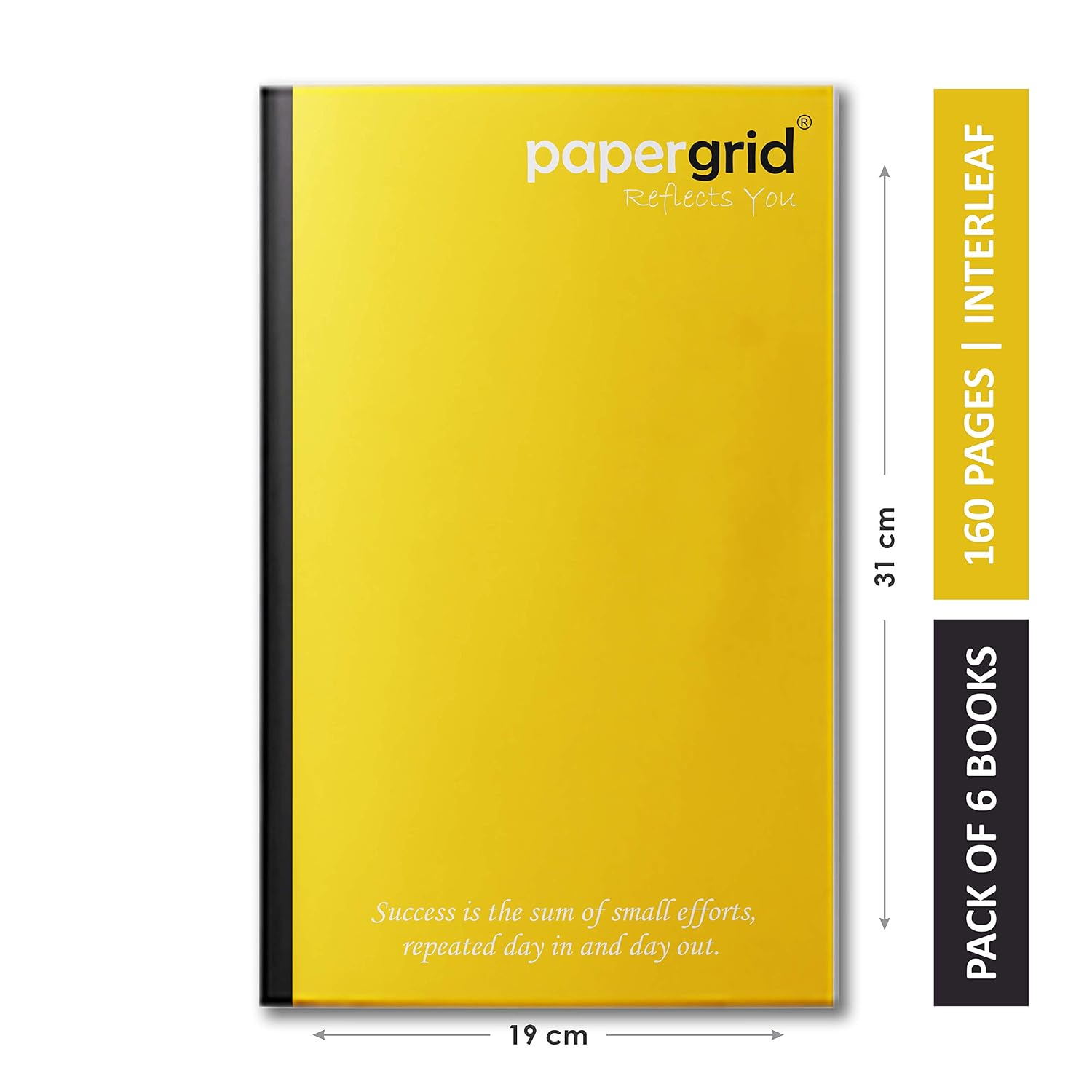 papergrid Notebook - Long Book (31 cm x 19 cm), Interleaf, 160 Pages ...