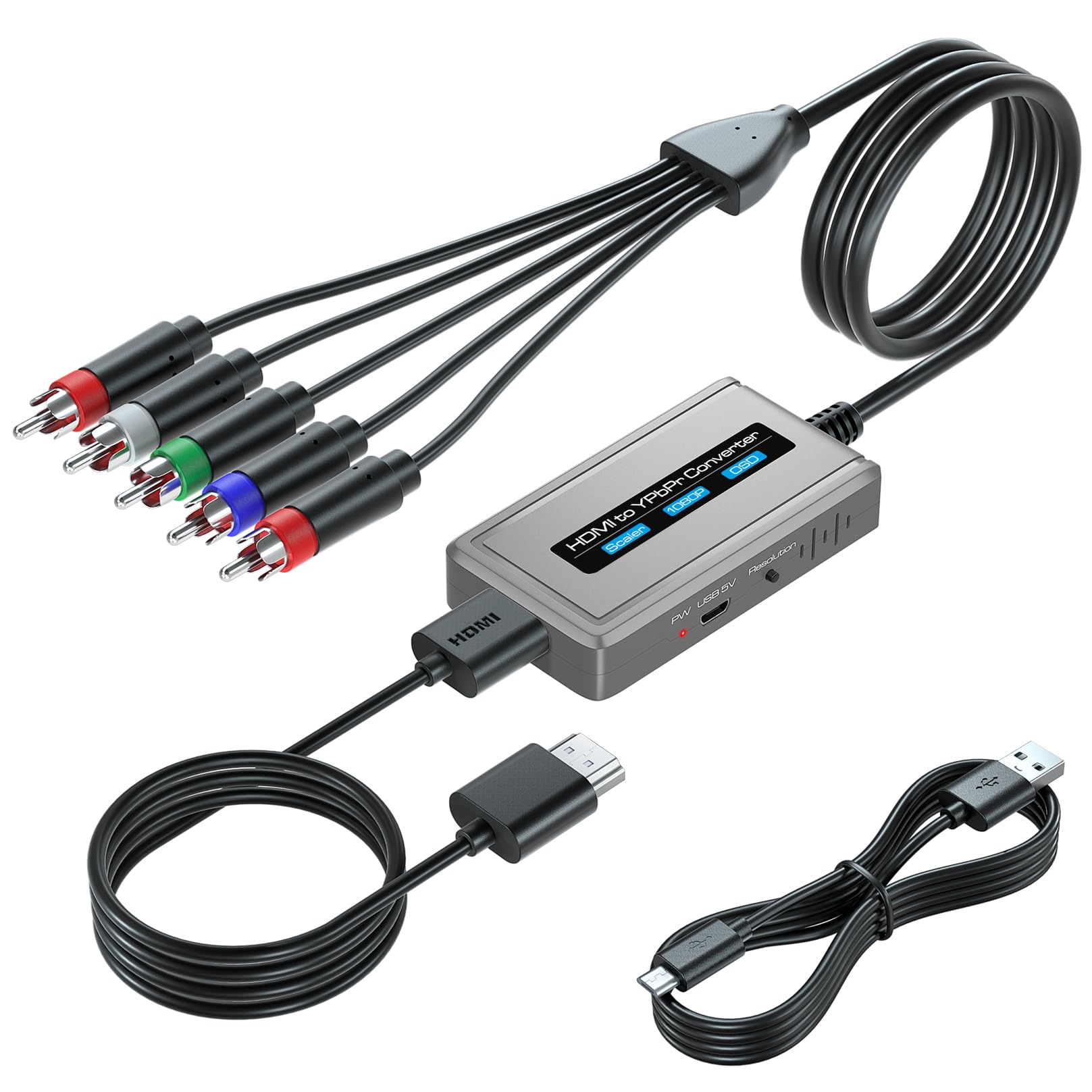 Amazon.com: Bcrokory HDMI to Component Converter with Scaler Function ...