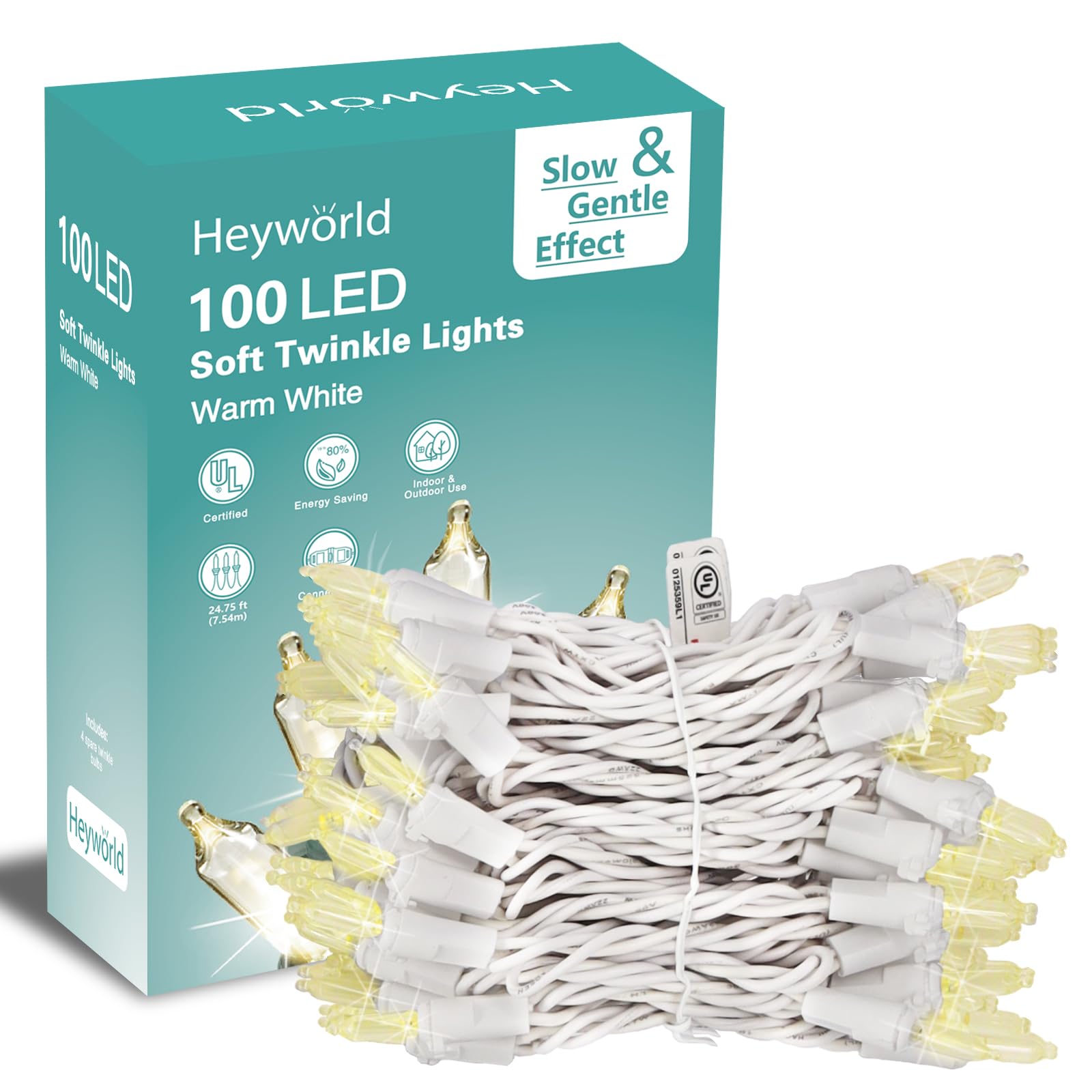 Heyworld Soft Twinkle Lights,100 Led Slow Twinkling Christmas Lights on ...