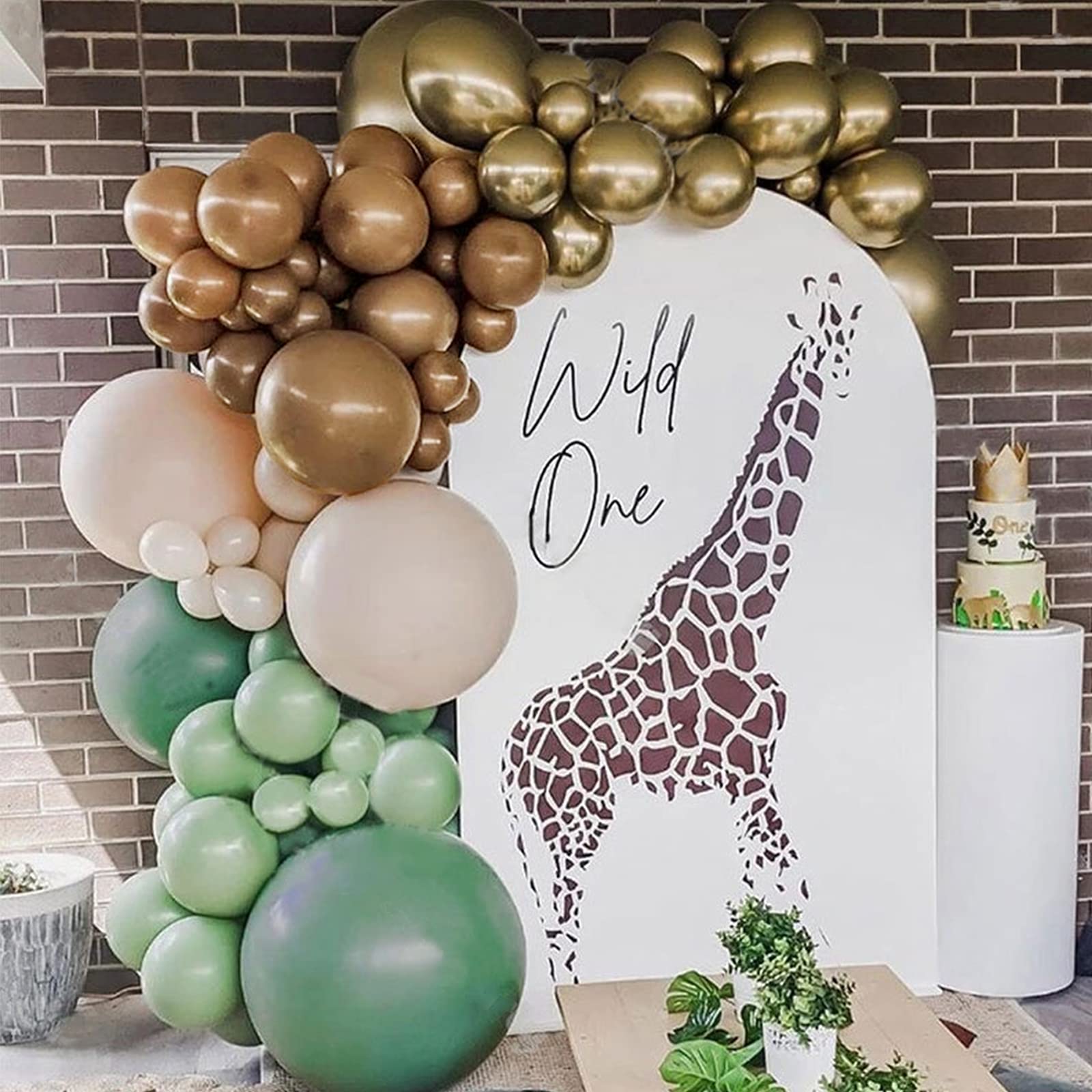 Buy Sage Green Brown Balloon Garland Kit 140 Pcs, TOPLLON Safari ...