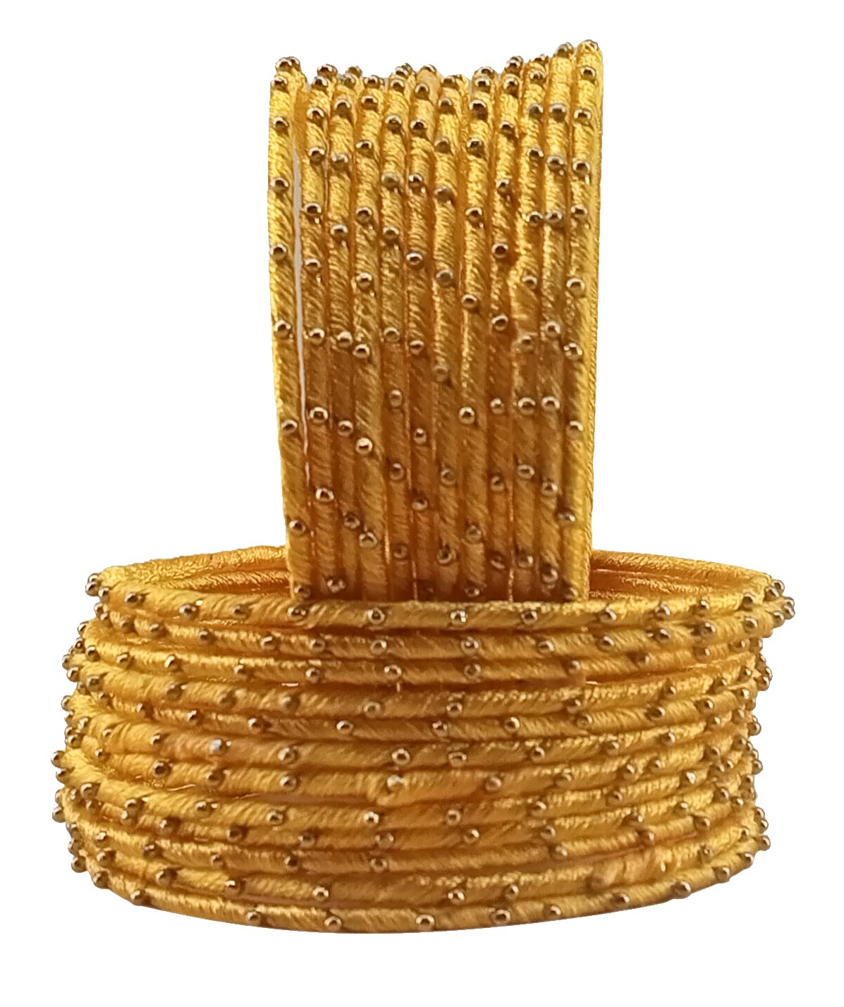 Buy The Golden Cascade Beautiful Fancy Silk Thread Base Metal Bangle/Chudi and Studded Ball ...