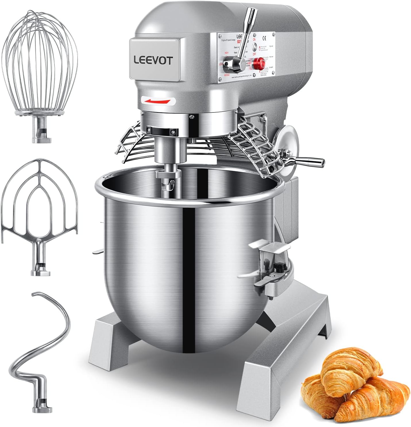 Amazon.com: LEEVOT 20Qt 1100W Commercial Food Mixer, 3-Speed Adjustable ...