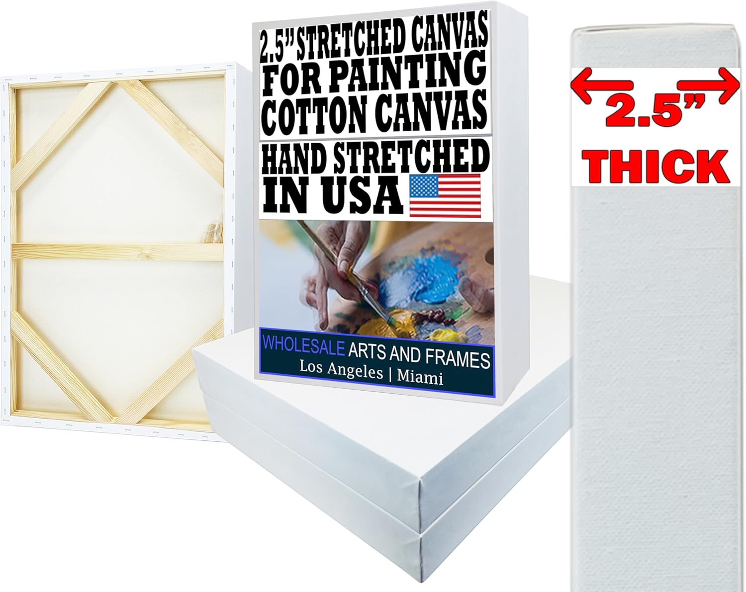 Amazon.com: Stretched Canvas for Painting 30x36 10PK 2-1/2" 13 Oz ...