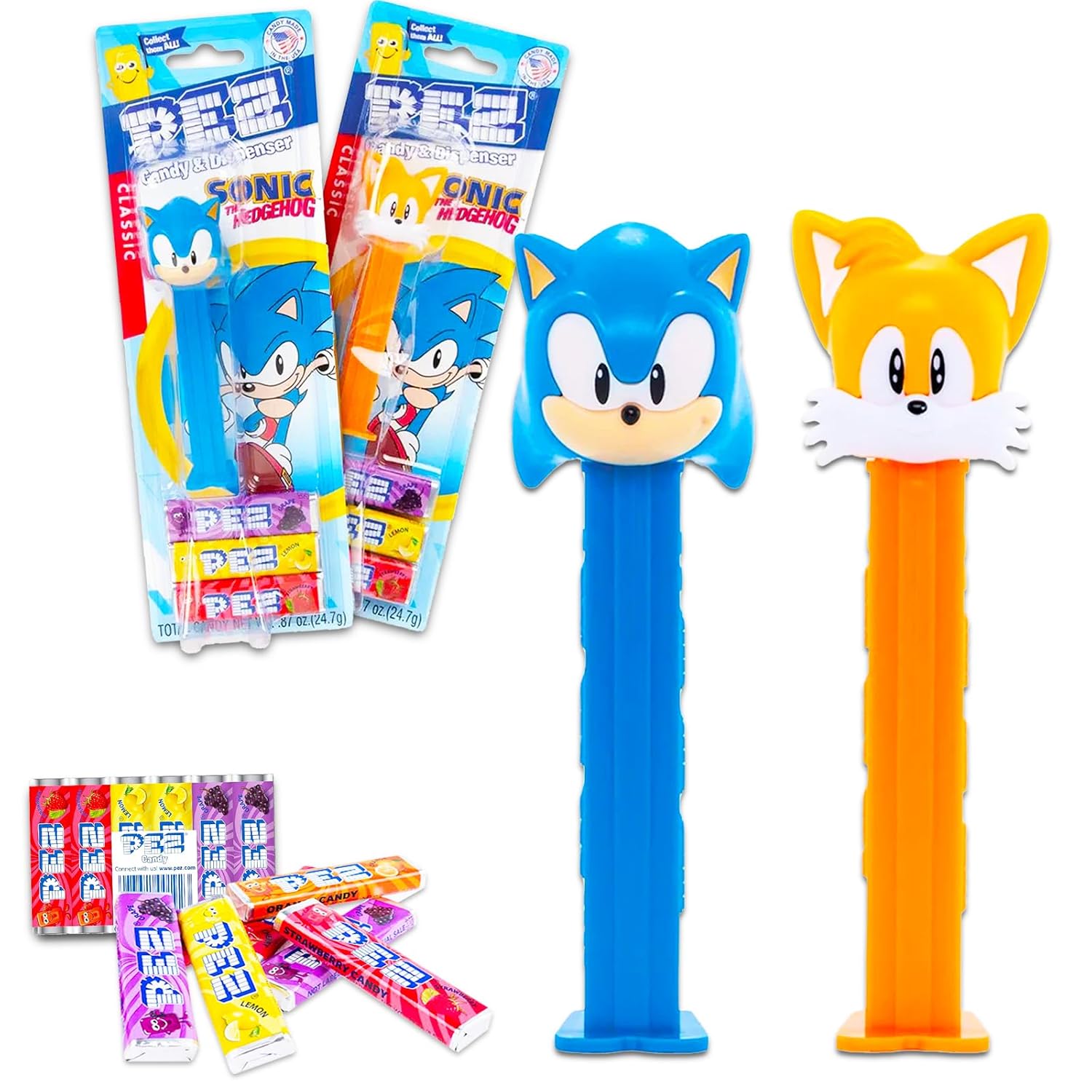 Amazon.com : GAME PARTY Sonic PEZ Dispensers 3 Pack - Bundle with 2 Pez ...