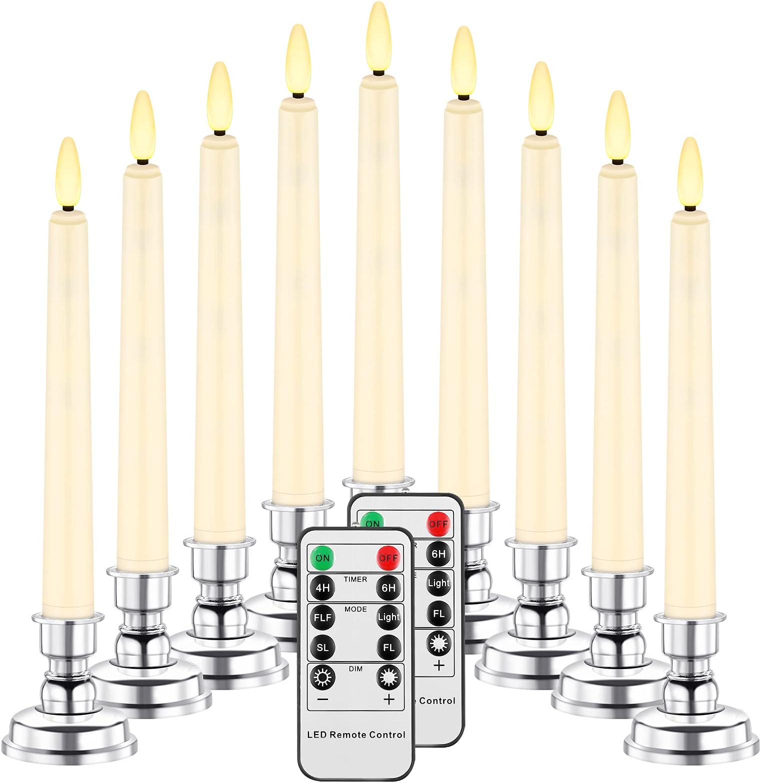 Amazon.com: Baquler Flameless Taper Candles with Remote and Timer 11 ...