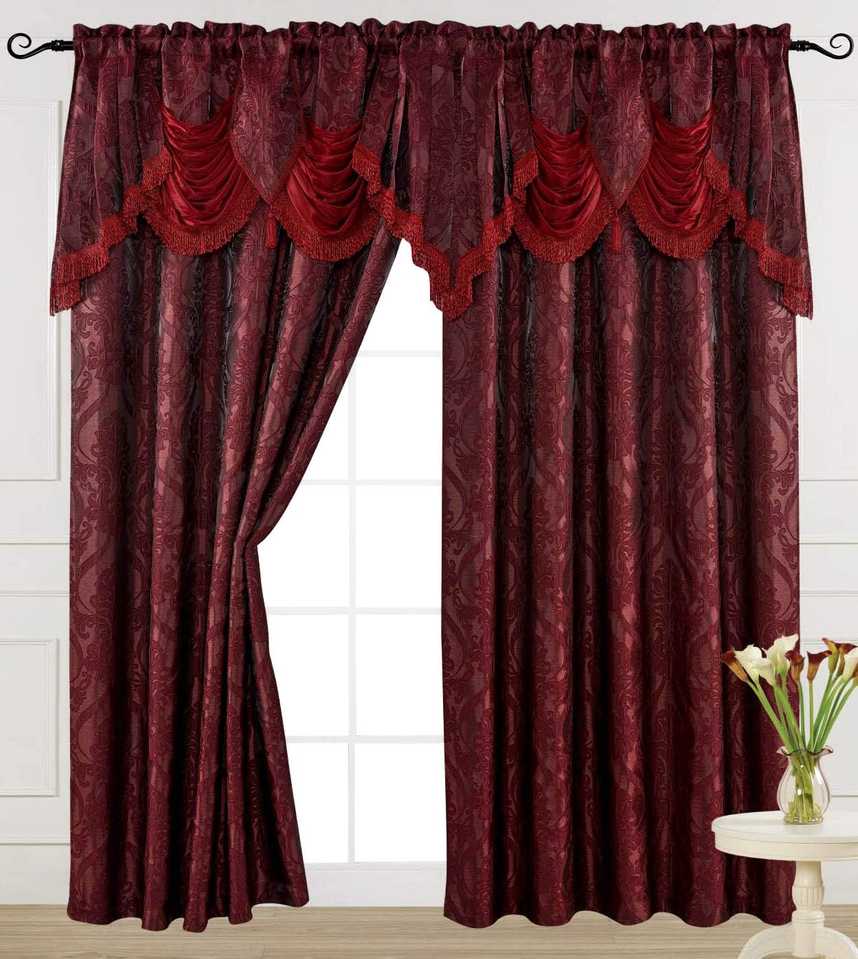 Amazon.com: V Luxury Jacquard Curtain Panel with Attached Waterfall ...
