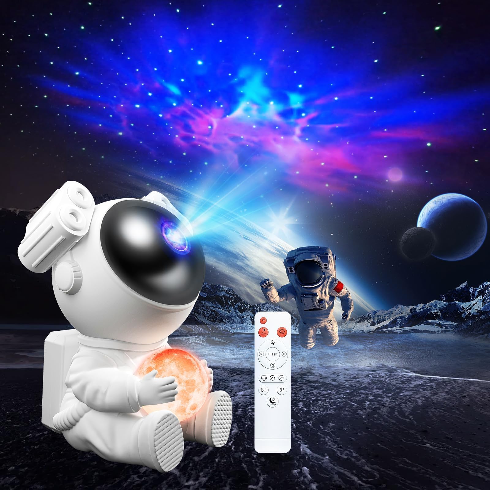Mooyran Astronaut Galaxy Star Projector Night Light - Astronaut Space ...