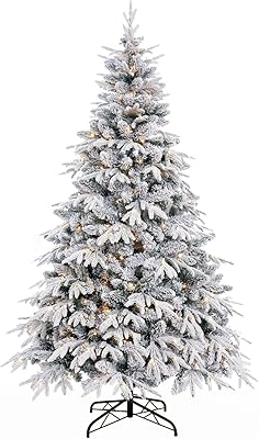 Amazon.com: HOMCOM 7ft Snow Flocked Artificial Christmas Tree with 1401 ...