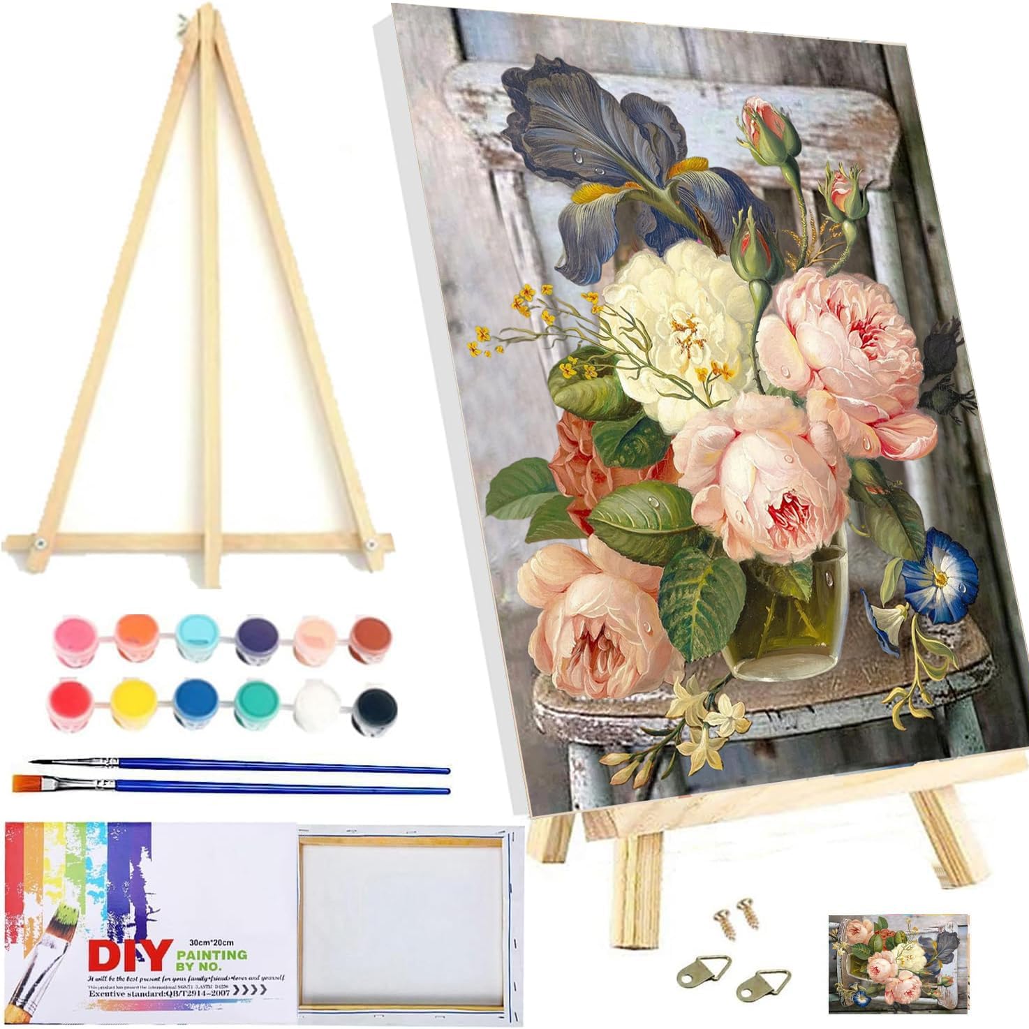 Amazon.com: MXCFZX Flowers Paint by Numbers kit for Adults/Beginner ...