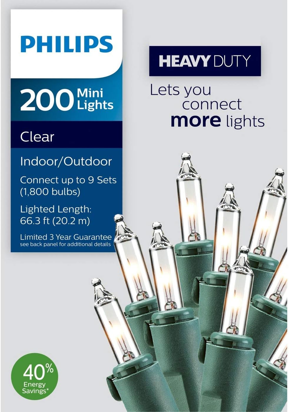 Amazon.com: PHILIPS Christmas Lights Clear Mini Lights Lighted Length ...