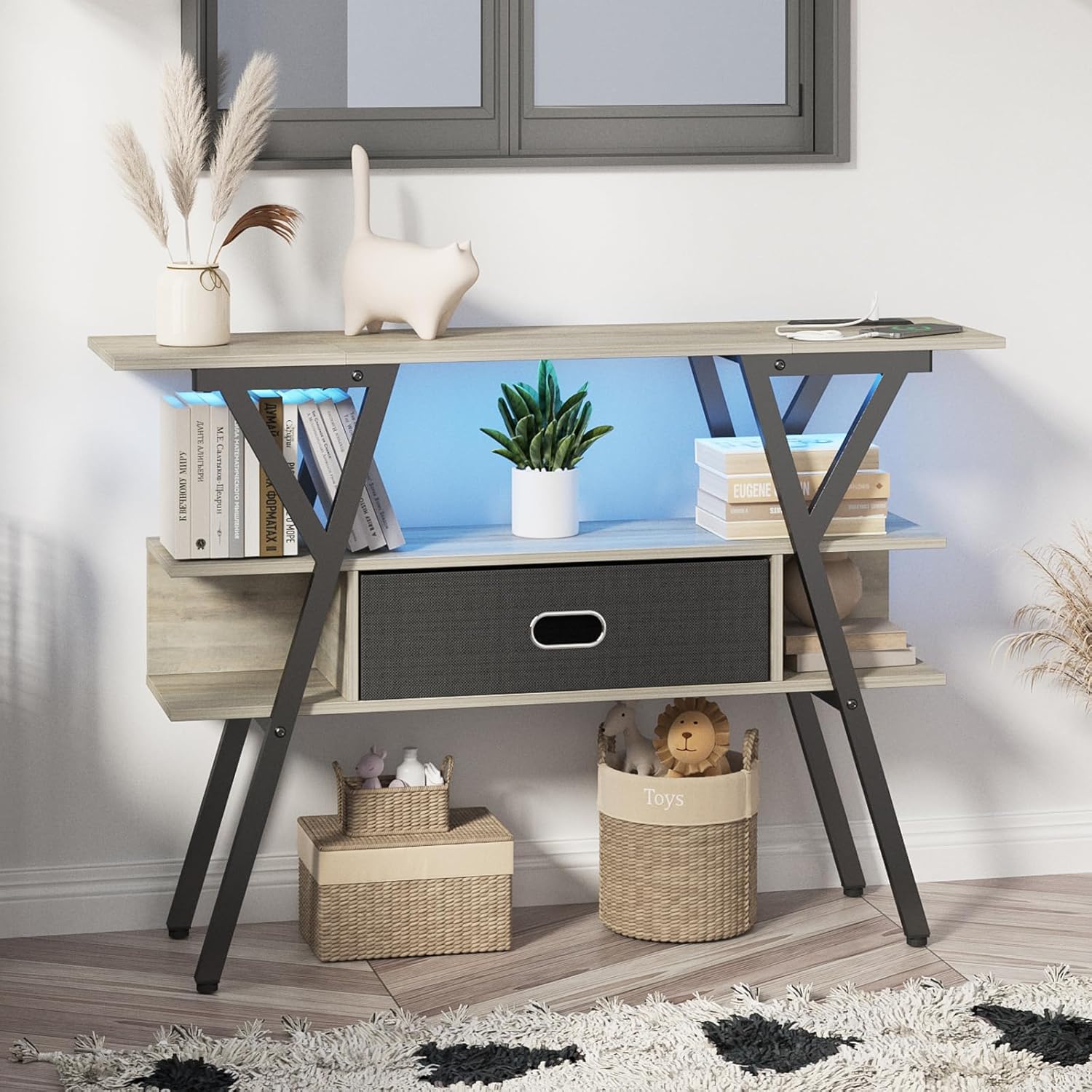 Amazon.com: Console Table with Storage, Entryway Table 3 Tier Shelves ...