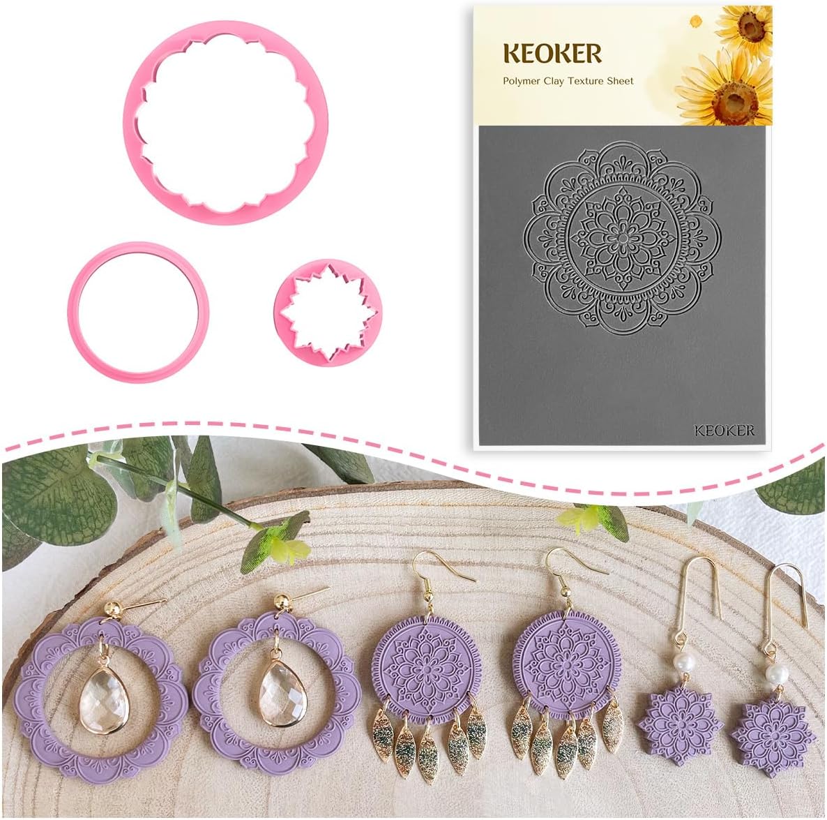 Amazon.com: KEOKER Mandala Polymer Clay Cutters and Texture Mats - 3 ...