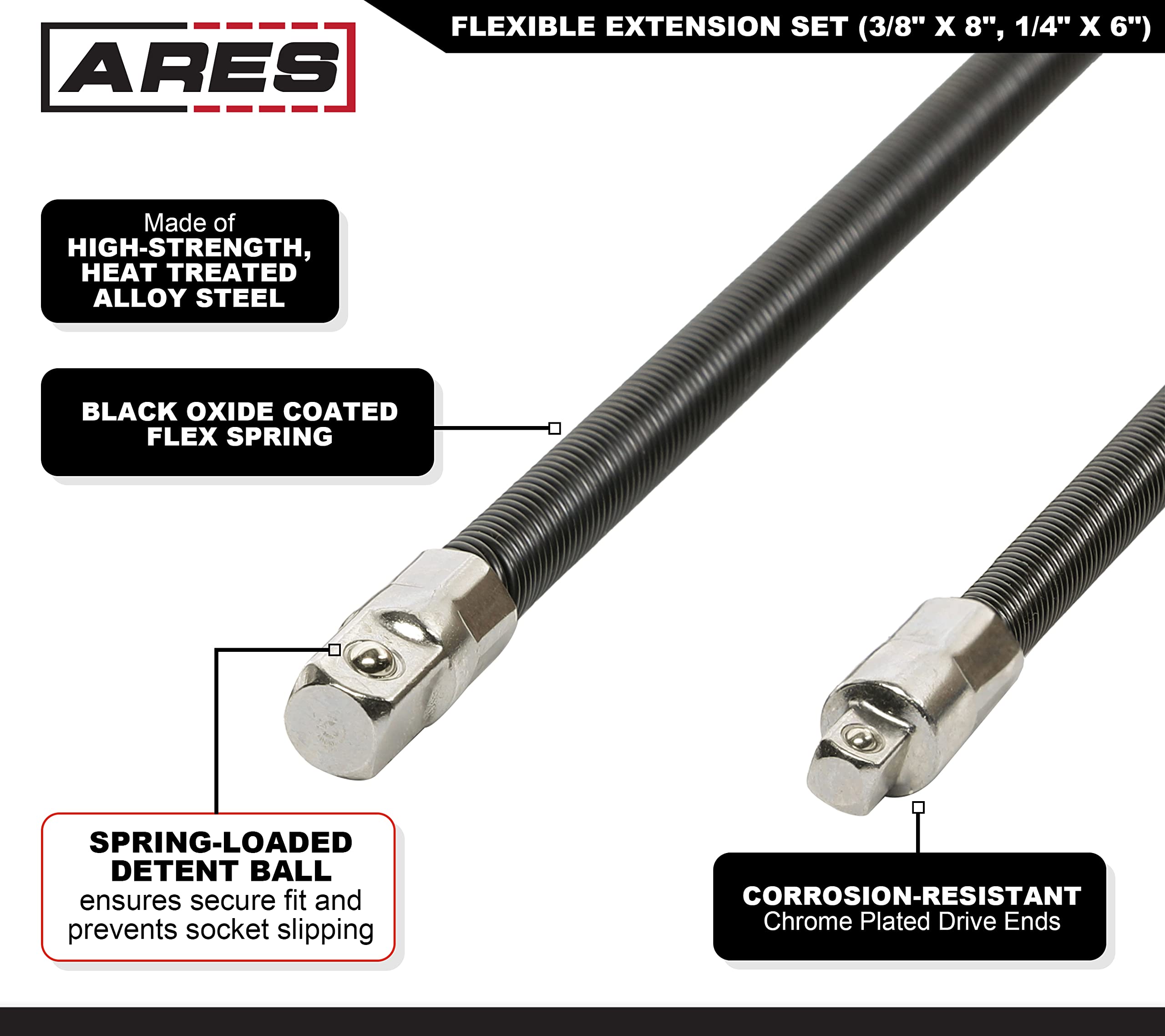 Snapklik.com : ARES 42071 2-Piece Flexible Socket Extension Set 1/4 ...