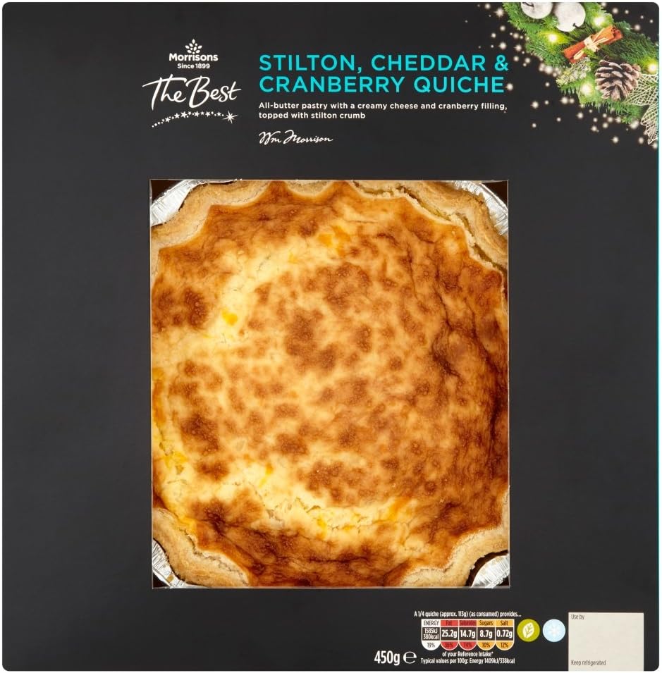 Morrisons The Best Stilton, Cheddar and Cranberry Quiche, 450g : Amazon ...