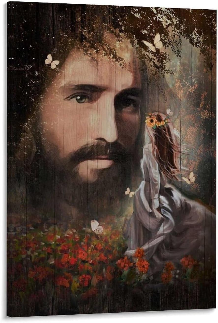 Amazon.com: Jesus Portrait Canvas - The Real Face Of Jesus, Pretty Girl ...