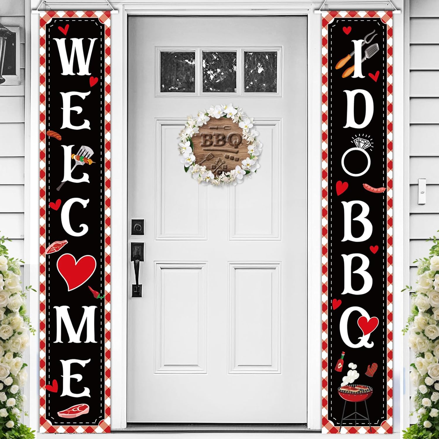 Amazon.com: BBQ Party Decorations Welcome I DO BBQ Porch Banner Red ...