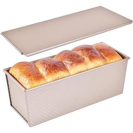 Amazon.com: Bakeley Commercial Pullman Loaf Pan with Lid, 2.2Lb Dough ...