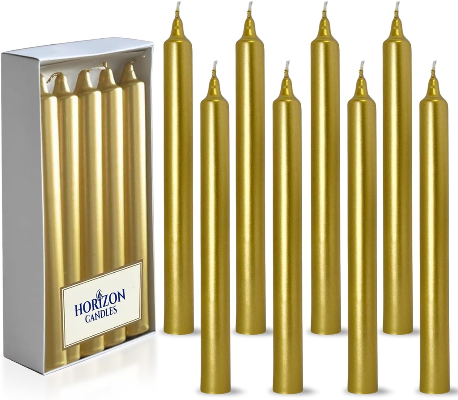 Amazon.com: SPAAS Gold Taper Candles, Set of 4 | 9" Tall Unscented ...