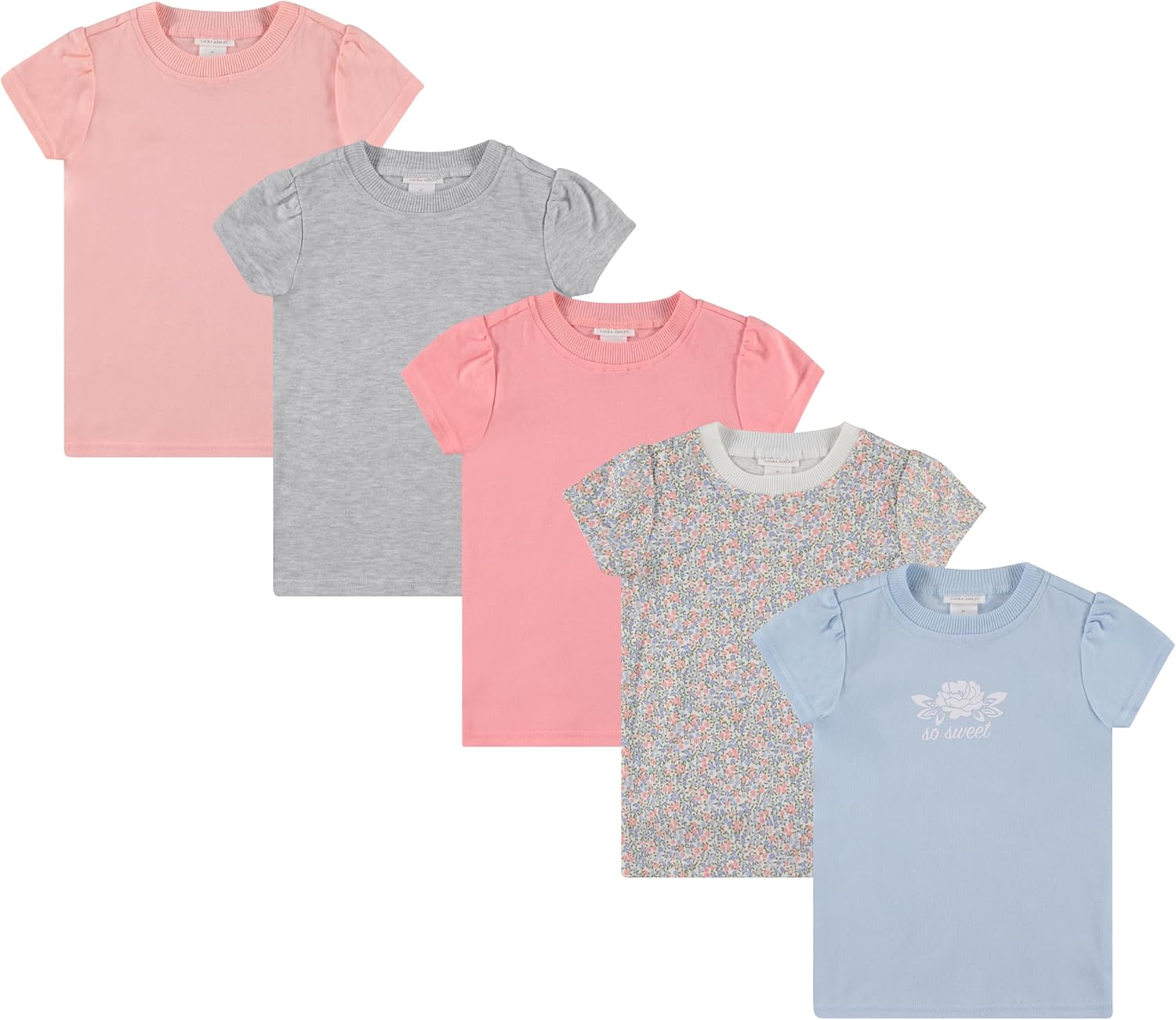 Amazon.com: Laura Ashley 5-Pack Infant & Toddler Girls Shirts - Stylish ...