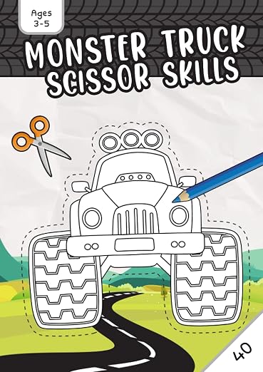 Monster Truck Scissor Skills: A Preschool Activity Workbook for Kids ...