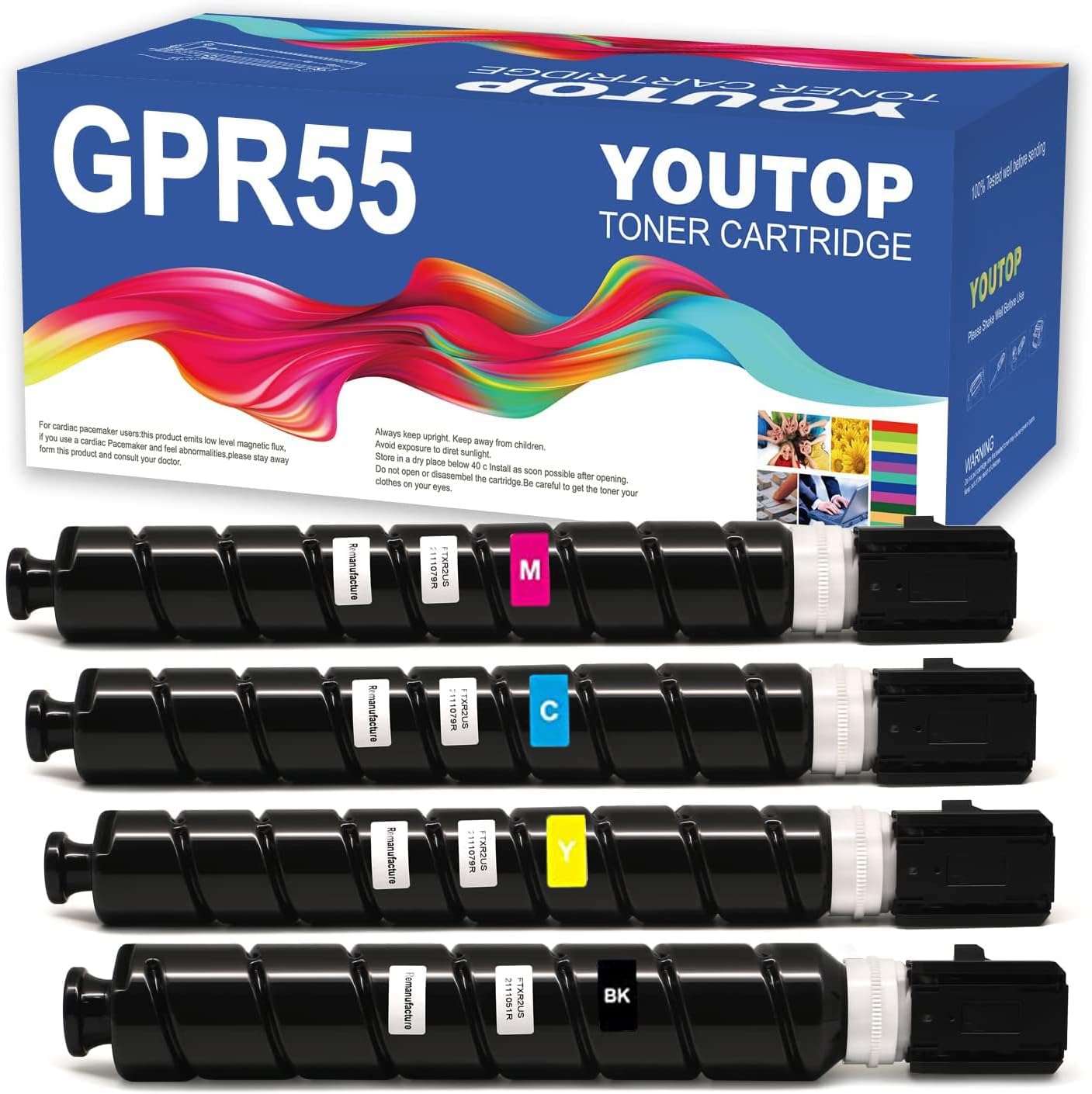 Amazon.com: YOUTOP 4 Pack GPR-55 GPR55 Toner Cartridges Replacement for ...