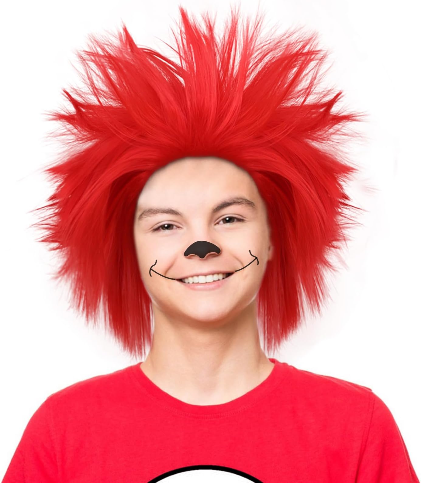 Amazon.com: ANOGOL Hair Cap+ Red Crazy Wig Angry Cosplay Wigs Unique ...