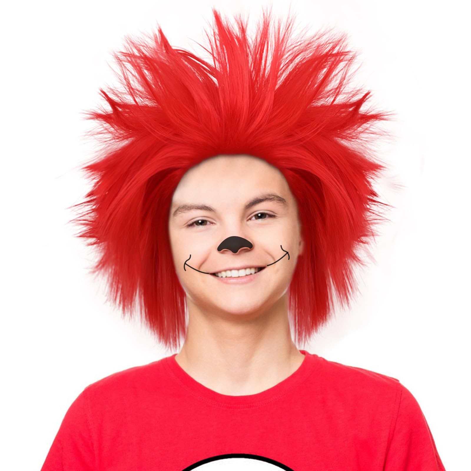 Amazon.com: Anogol Hair Cap+ Red Crazy Wig, Angry Wig, Unique Spiky And ...