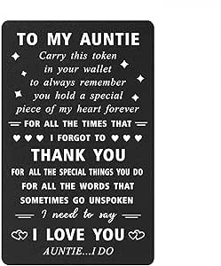 ENGZHI Best Auntie Card -Thank You for All The Special Things You Do - I Love My Auntie Gifts ...