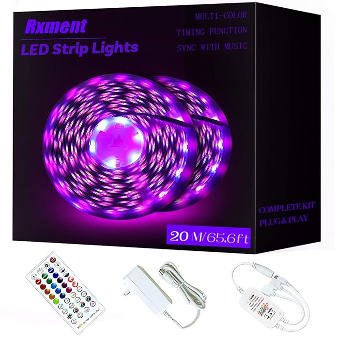 Buy Rxment [65.6ft /20m] RGB LED Strip Lights Ultra-Long Color Changing ...