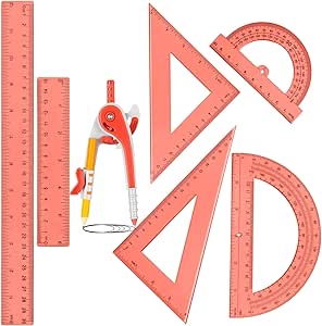 Zonon 1 Set Plastic Geometry Math Set 7 Pcs Includes Drawing Compass, 6 ...