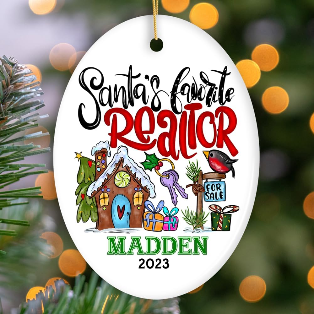 Amazon.com: Personalized Santa’s Favorite Realtor Christmas Ornament ...