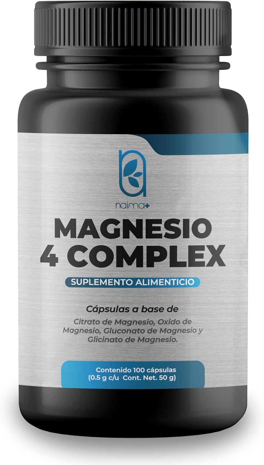 NAIMA Magnesio 4 Complex, 100 Cápsulas | Citrato, Glicinato, Óxido y ...