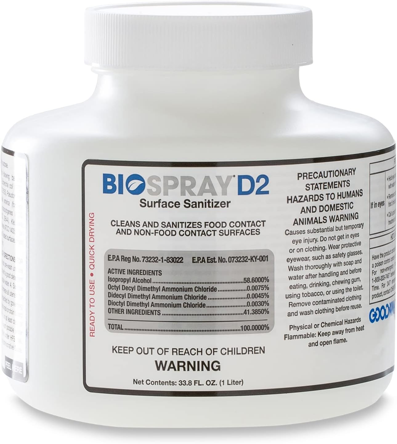 Amazon.com: Goodway BioSpray D2 Surface Cleaner, Sanitizer and ...