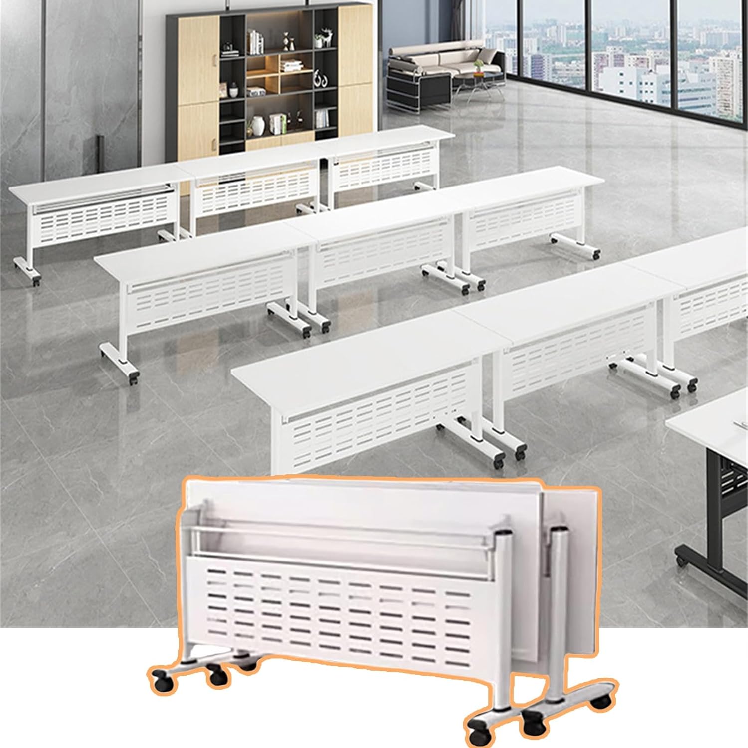 Modular Training Desk Folding Conference Table, 1/2/4/6/8 Pack Modern ...