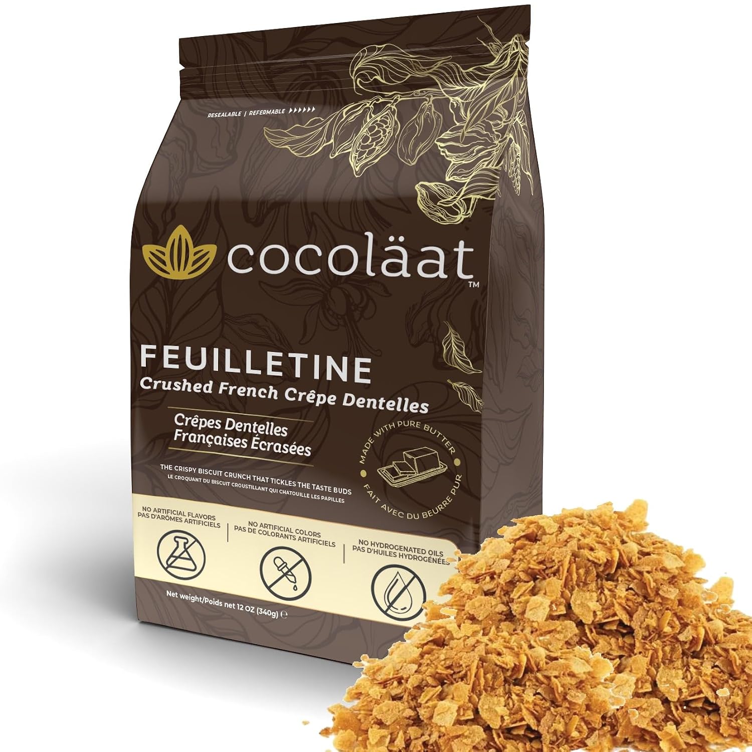 Amazon.com : Cocoläat Feuilletine Crushed French Crêpe Dentelles ...