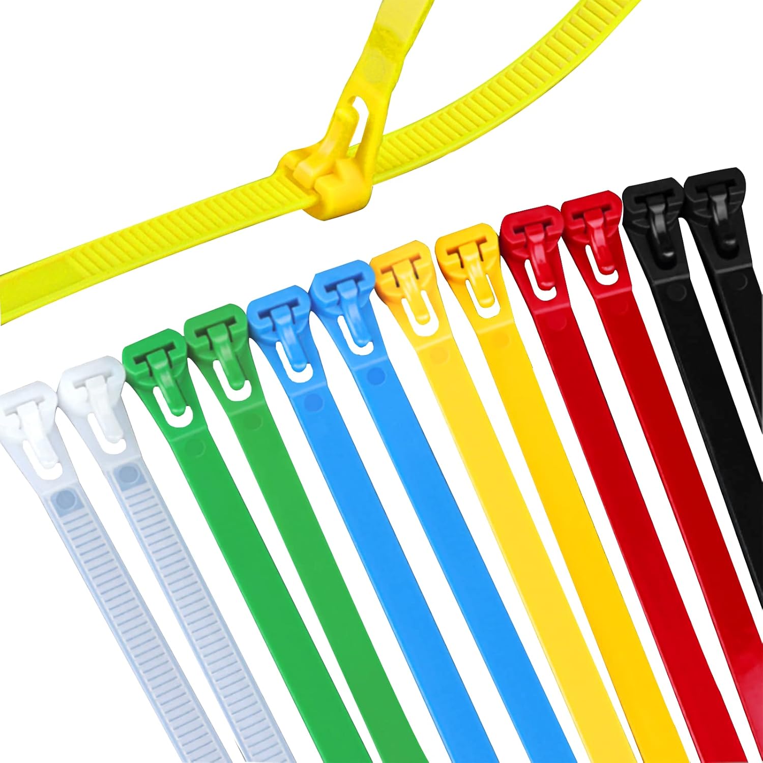 100 PCS 12 Inch Color Releasable Cable Zipper Cable Ties, Adjustable ...