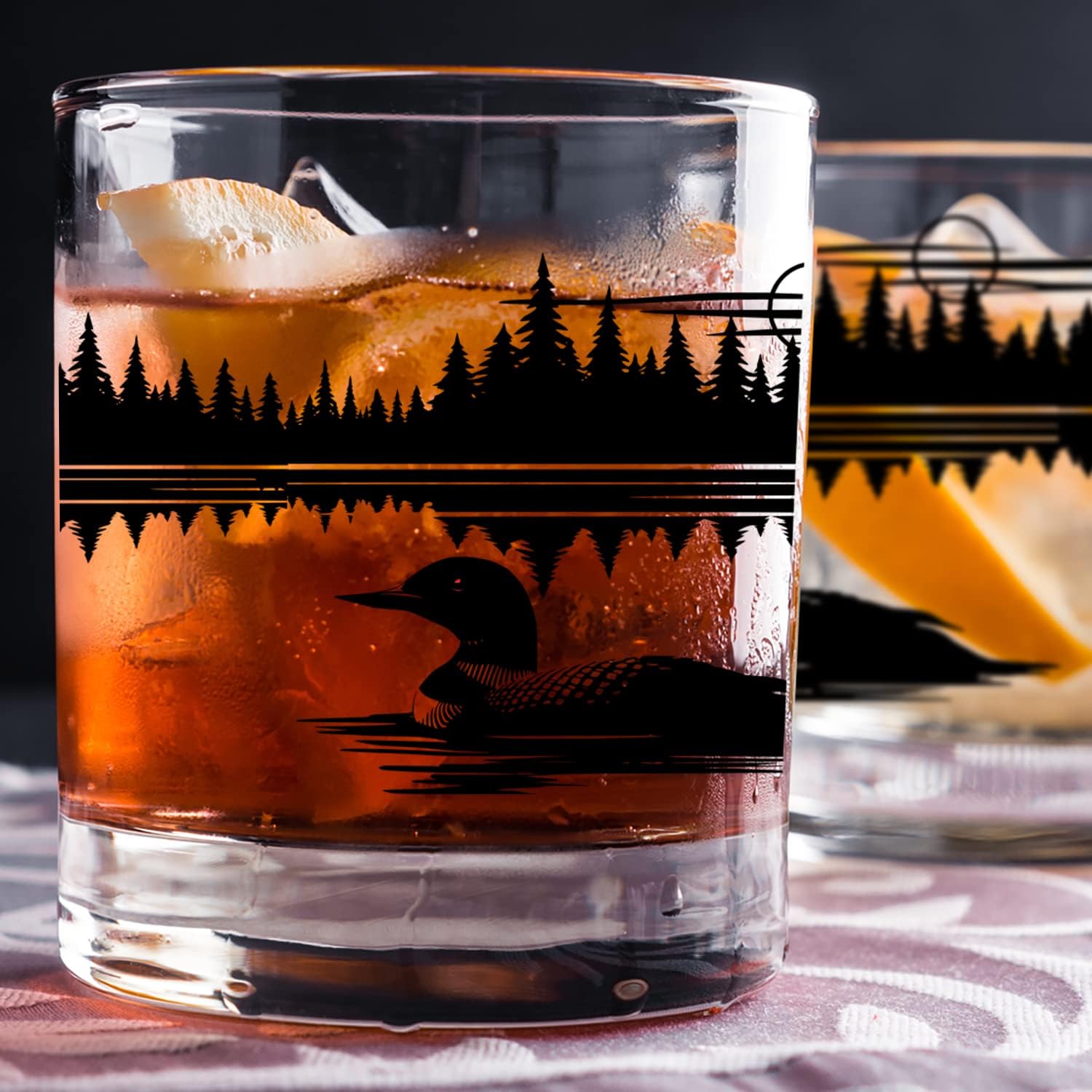 Toasted Tales Loon Scene Lake and Lodge Collection Vaso de whisky ...