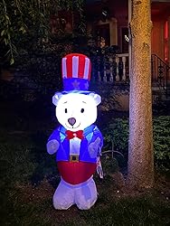 Amazon.com: Gemmy 4' White Fourth of July Bear Spring Inflatable ...