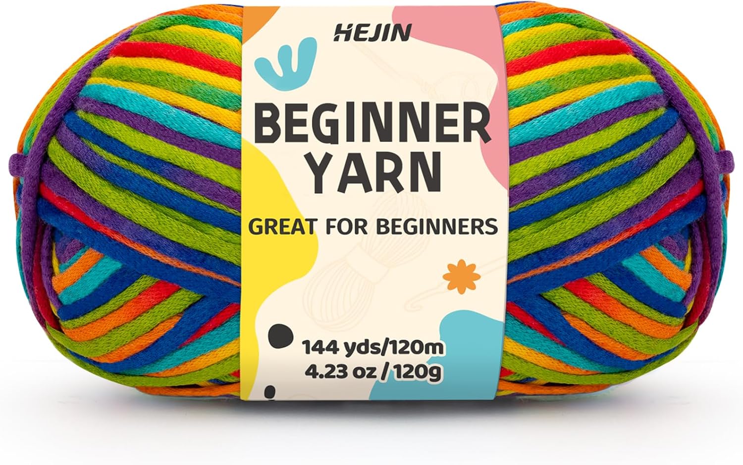 Amazon.com: 120g Seven Color Yarn for Crocheting and Knitting; Rainbow ...