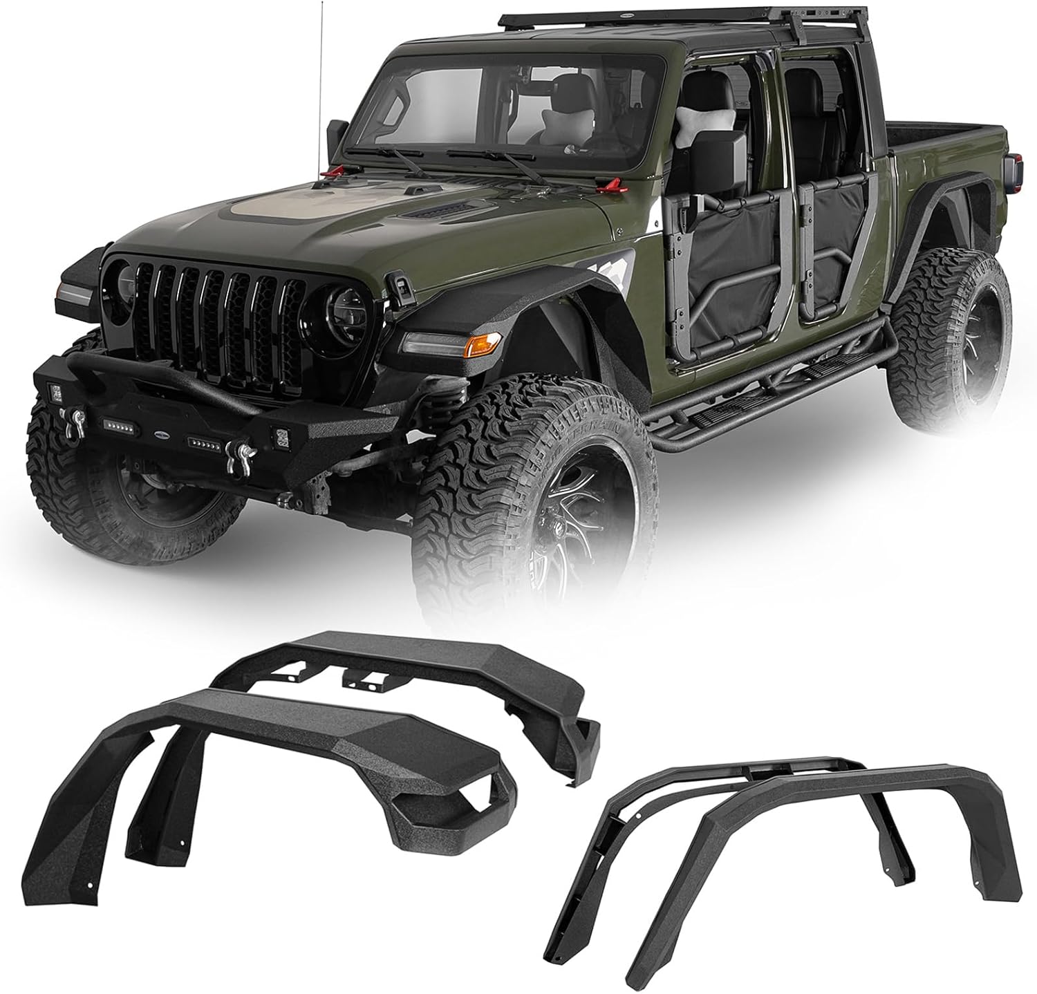 Amazon.com: u-Box Gladiator JT OEM Front Rear Fender Flares Wheel Mud ...