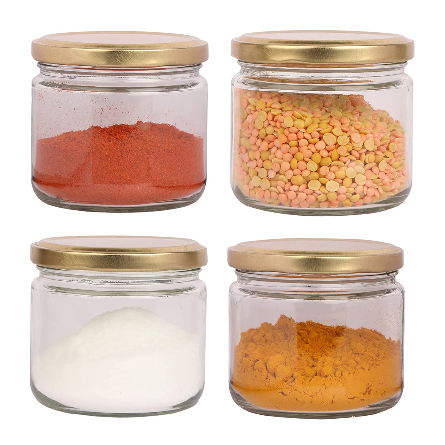 Buy Floriya Glass Jar & Container with Rust Free Air Tight metal Lid ...