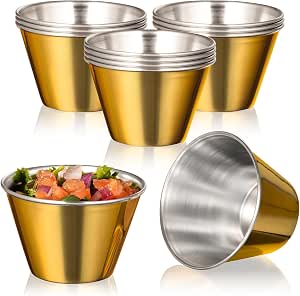Amazon.com: Fit Meal Prep 12 Pack 4 oz Gold Stainless Steel Dipping ...
