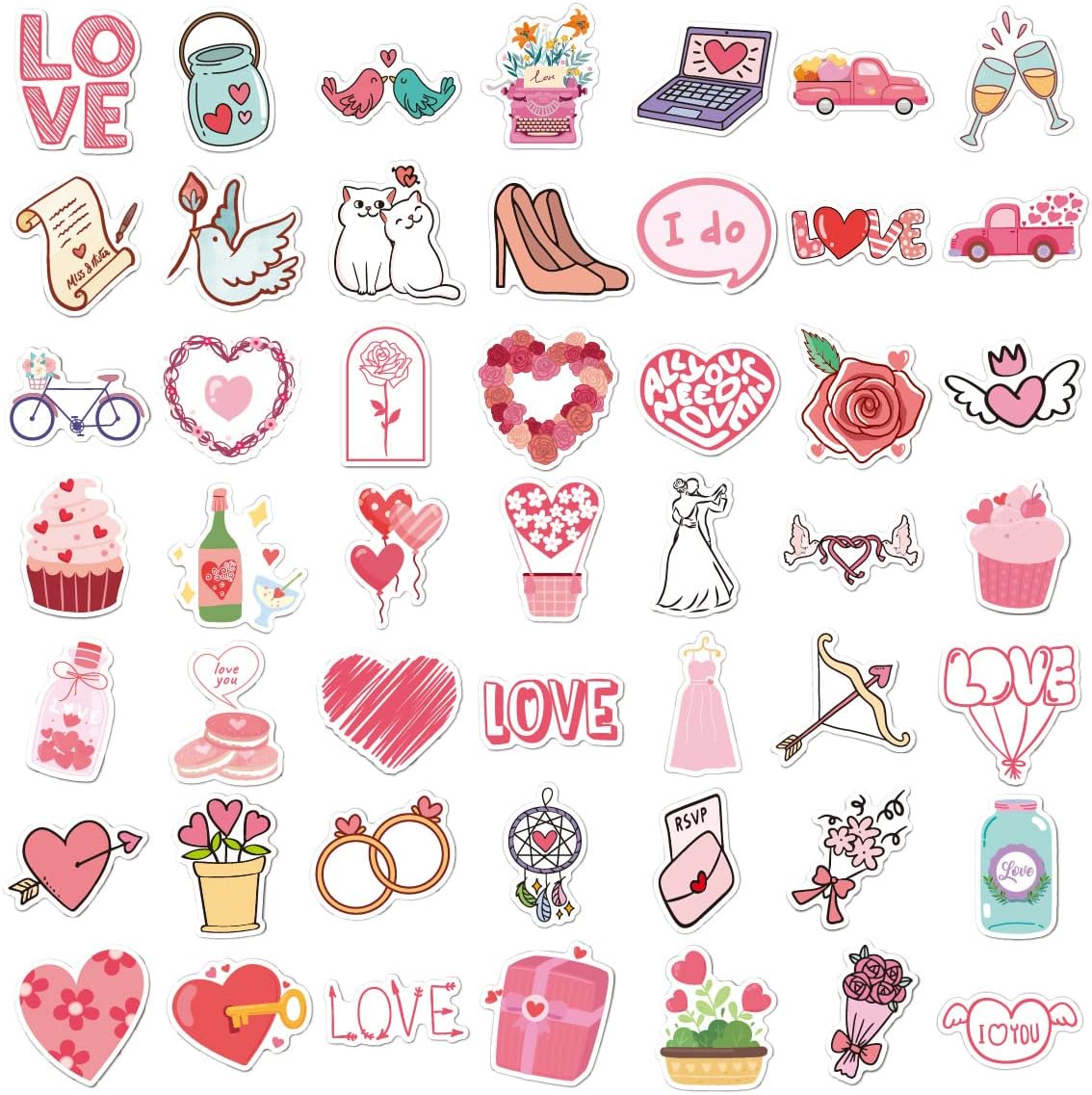 Calcomanías de amor en forma de corazón, 100 unidades, calcomanías de ...
