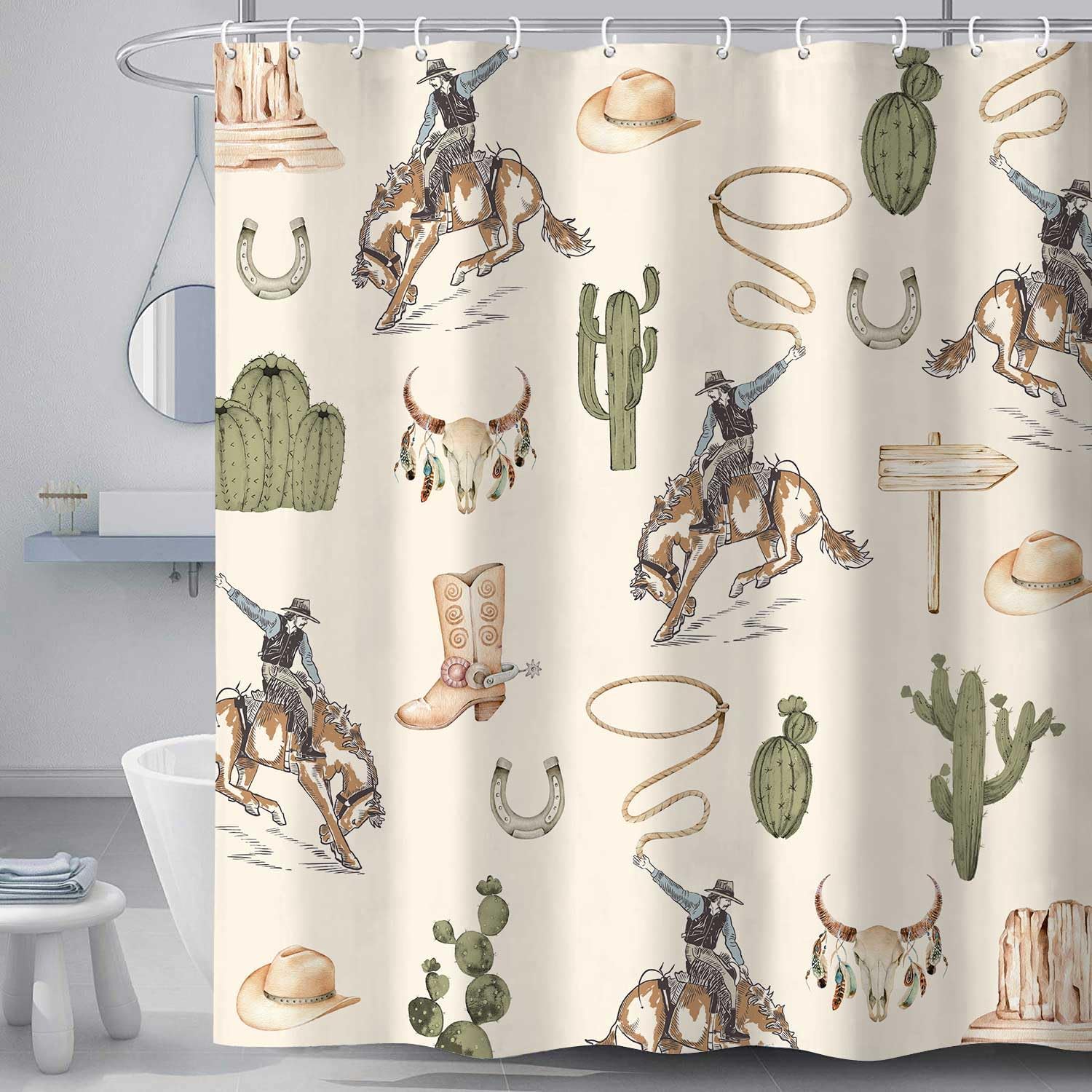 Amazon.com: Torich Western Cowboy Shower Curtain for Bathroom, Vintage ...