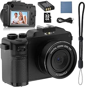 Amazon.com : Digital Camera, 1080P 44 Mega Pixels Vlogging Camera with ...