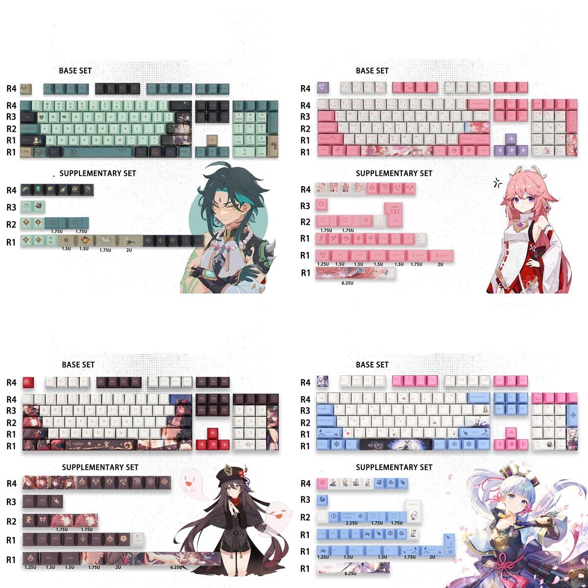 Buy SOOVIGenshin Impact PBT Keycaps Game Character Hutao/Xiao/Yae Miko ...