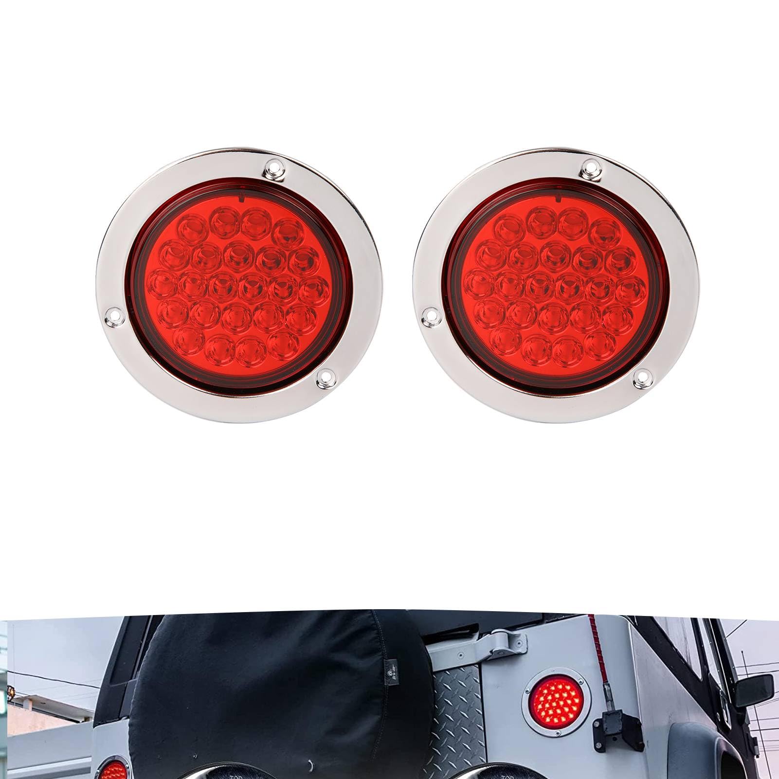 Snapklik.com : Twins 4" LED Trailer Tail Lights, High Power 24 LED, 4 ...