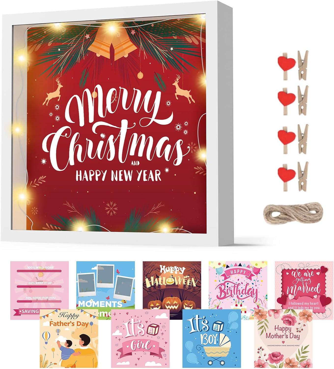 Amazon.com - Shadow Box Frame Money Box DIY with String Light & Wood ...