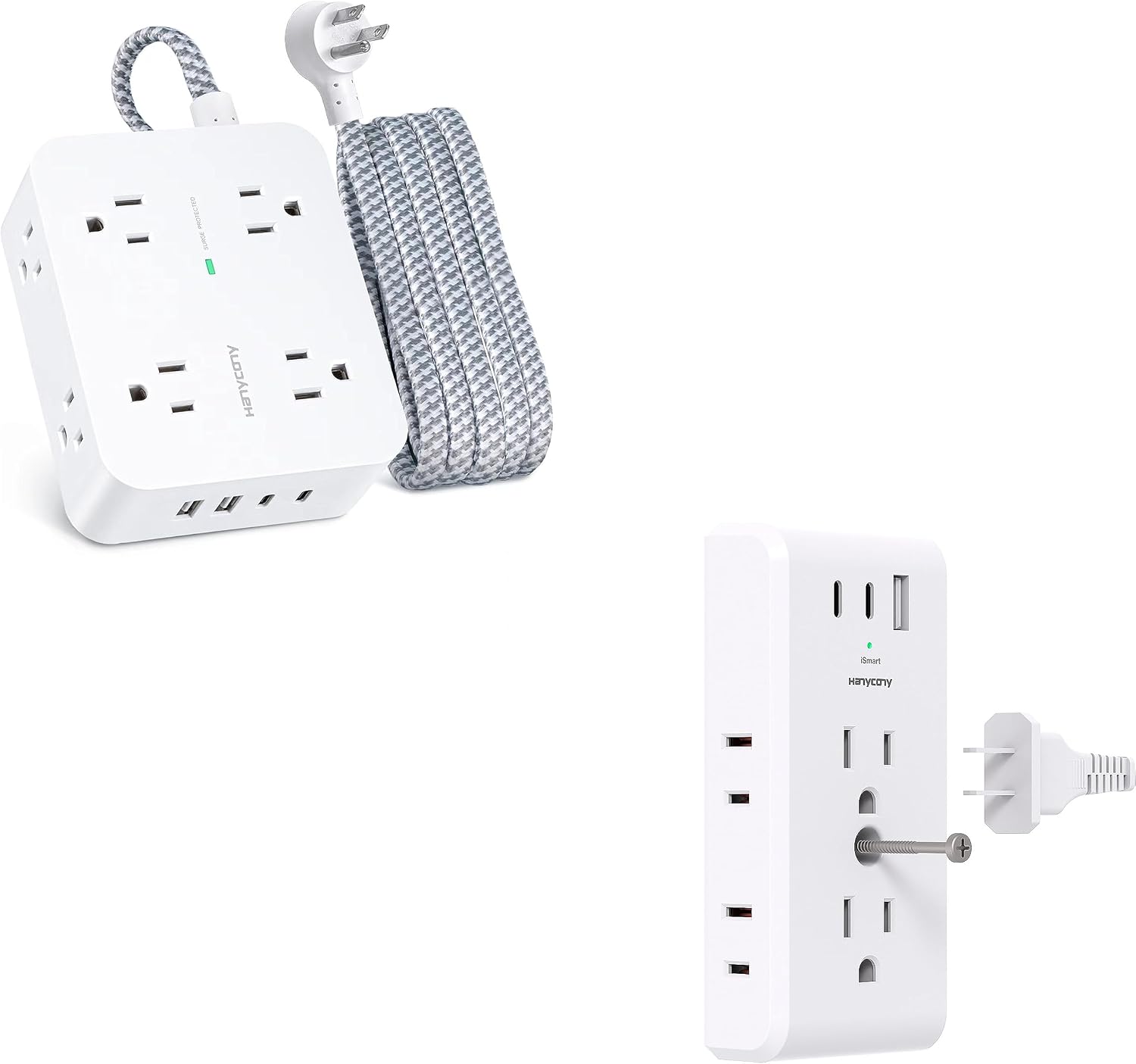 Amazon.com: HANYCONY 6Ft Surge Protector Power Strip and Multi Plug ...