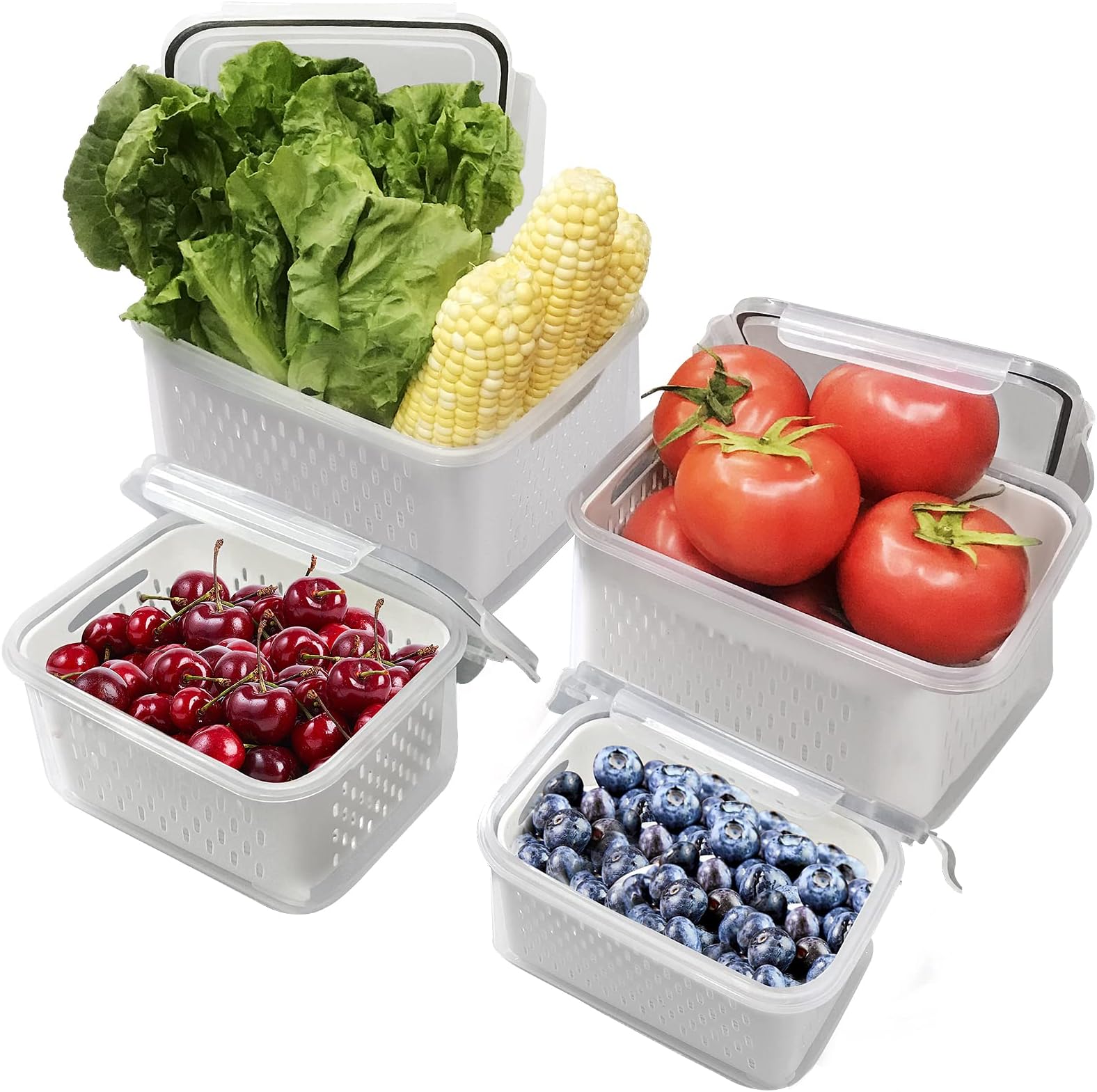Amazon.com: CD HOME 4 PCS Fruit Containers for Fridge -Airtight Food ...